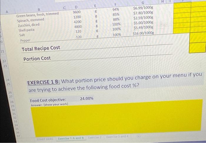EXERCISE 1 A: Adjust AP prices into EP prices where | Chegg.com