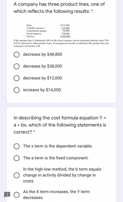 Solved A company has three product lines, one of which | Chegg.com