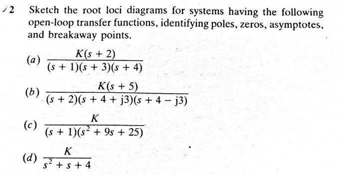 Solved 2 Sketch the root loci diagrams for systems having | Chegg.com