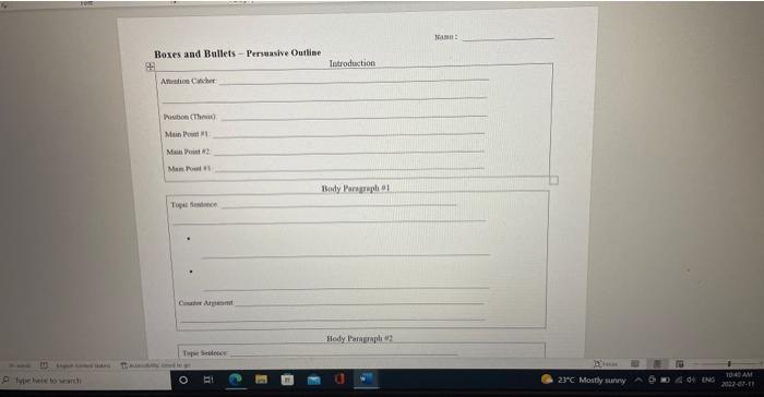 113 d Boxes and Bullets-Persuasive Outline 29 Aestion | Chegg.com