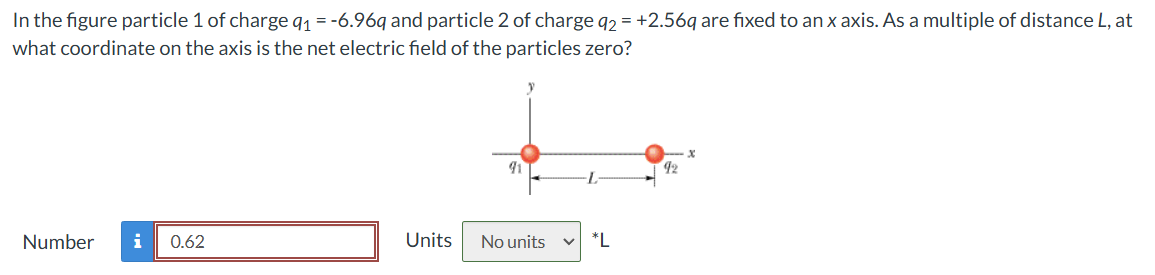 Solved by an EXPERT In ﻿the figure particle 1 of ﻿charge q1=-6.96q ﻿and | Chegg.com