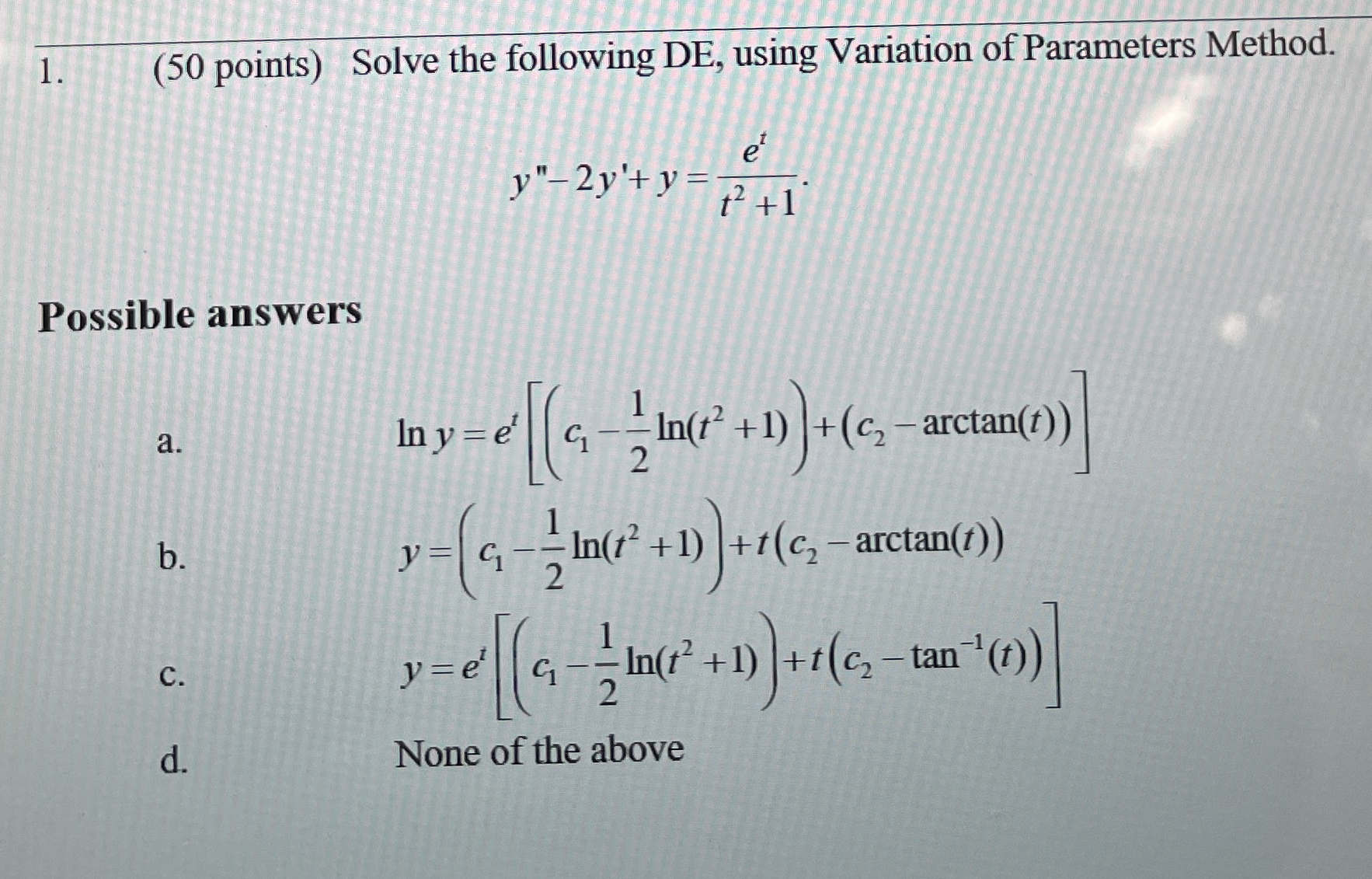 Solved by an EXPERT (50 ﻿points) ﻿Solve the following DE, ﻿using | Chegg.com