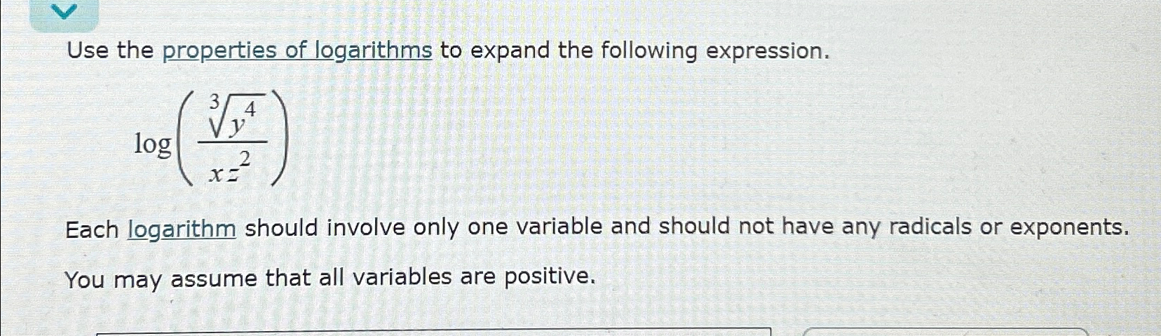 Solved Use the properties of logarithms to expand the | Chegg.com