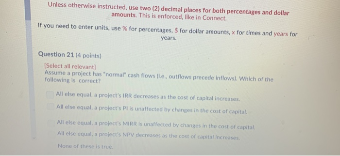 Solved Unless otherwise instructed, use two (2) decimal | Chegg.com
