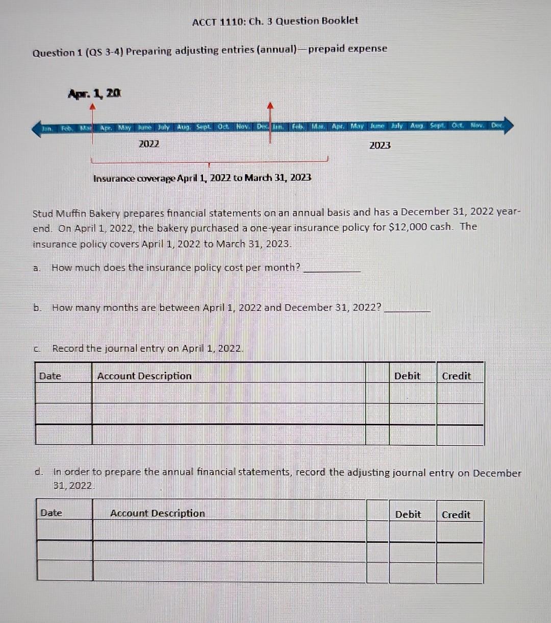 Solved Question 1 (QS 3-4) Preparing adjusting entries | Chegg.com