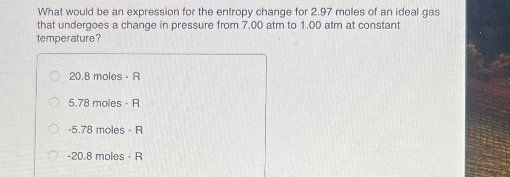 Solved What would be an expression for the entropy change | Chegg.com