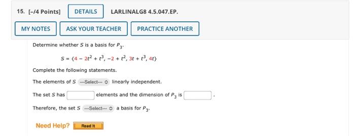 Solved Determine whether S is a basis for P3. | Chegg.com Solved Determine whether S is a basis for P3. | Chegg.com