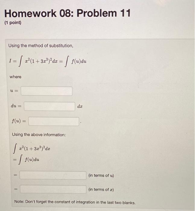 Solved Homework 08: Problem 11 (1 point) Using the method of | Chegg.com