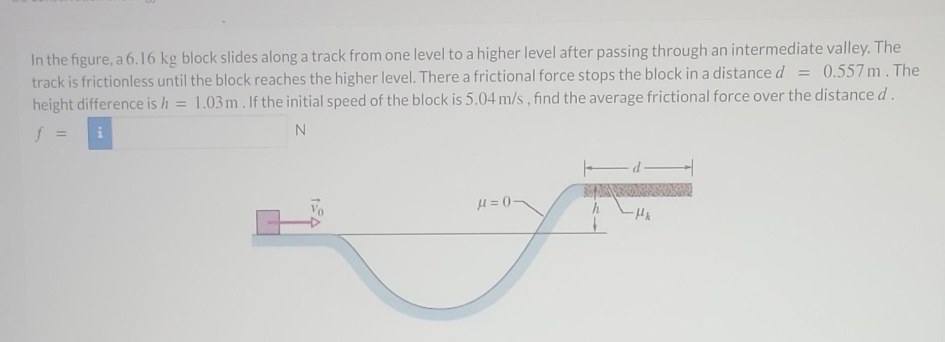 Solved In the figure, a 6.16 kg block slides along a track | Chegg.com