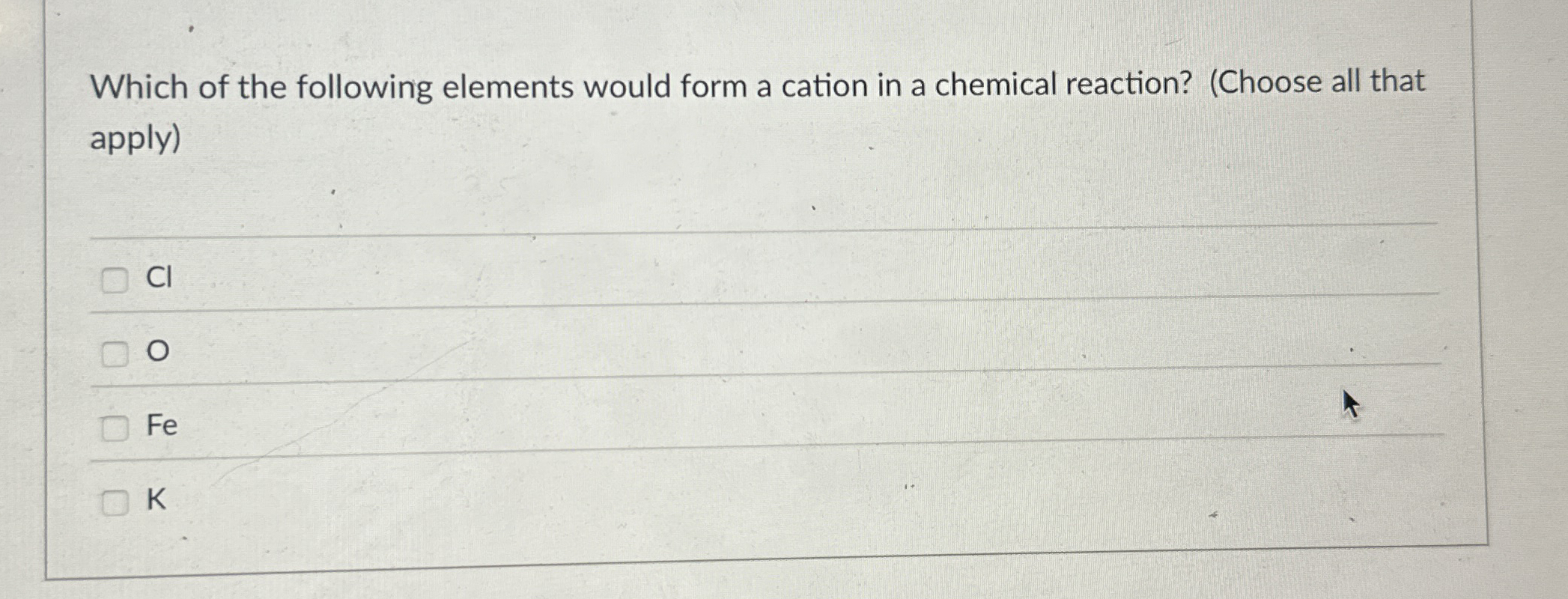 Solved Which of the following elements would form a cation | Chegg.com