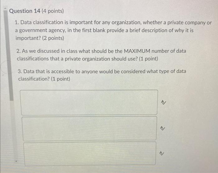 Solved 1. Data classification is important for any | Chegg.com