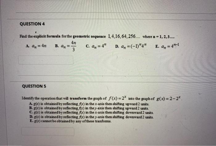 Solved QUESTION 4 Find the explicit formula for the | Chegg.com