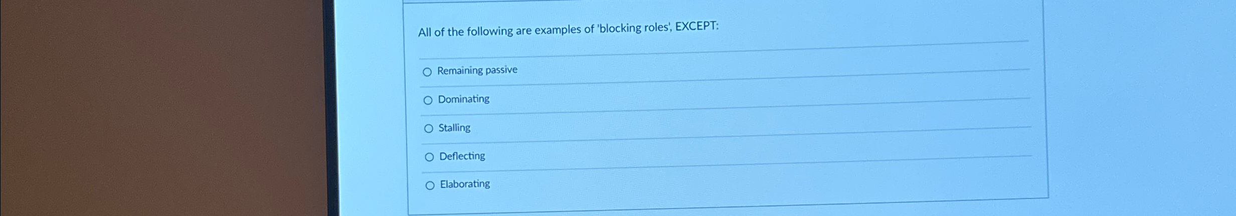Solved All of the following are examples of 'blocking | Chegg.com