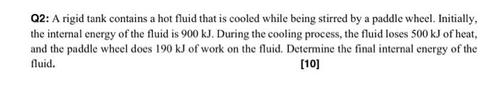 Solved Q2: A rigid tank contains a hot fluid that is cooled | Chegg.com