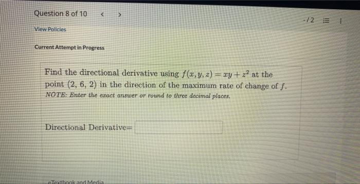 Solved Find the directional derivative using f(x,y,z)=xy+z2 | Chegg.com