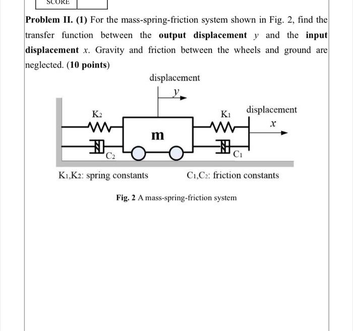 Solved SCORE Problem II. (1) For the mass-spring-friction | Chegg.com