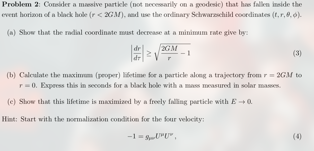 Solved Problem 2: Consider a massive particle (not | Chegg.com