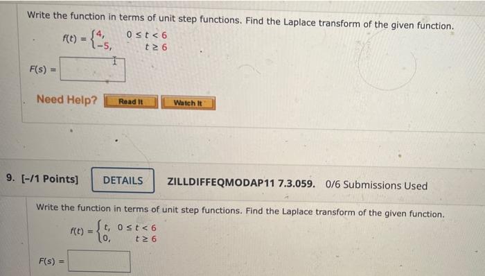 Solved Write The Function In Terms Of Unit Step Functions