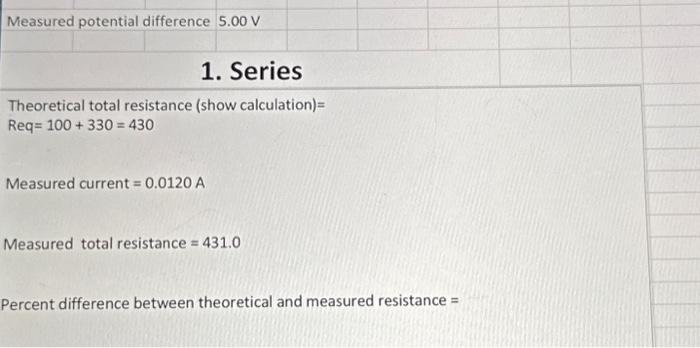 Solved Measure potential difference: 3.48 V Theoretical | Chegg.com