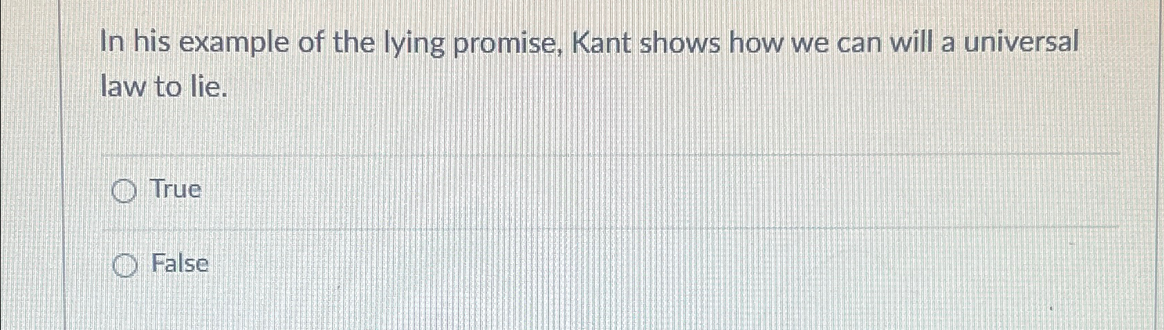Solved In his example of the lying promise, Kant shows how | Chegg.com