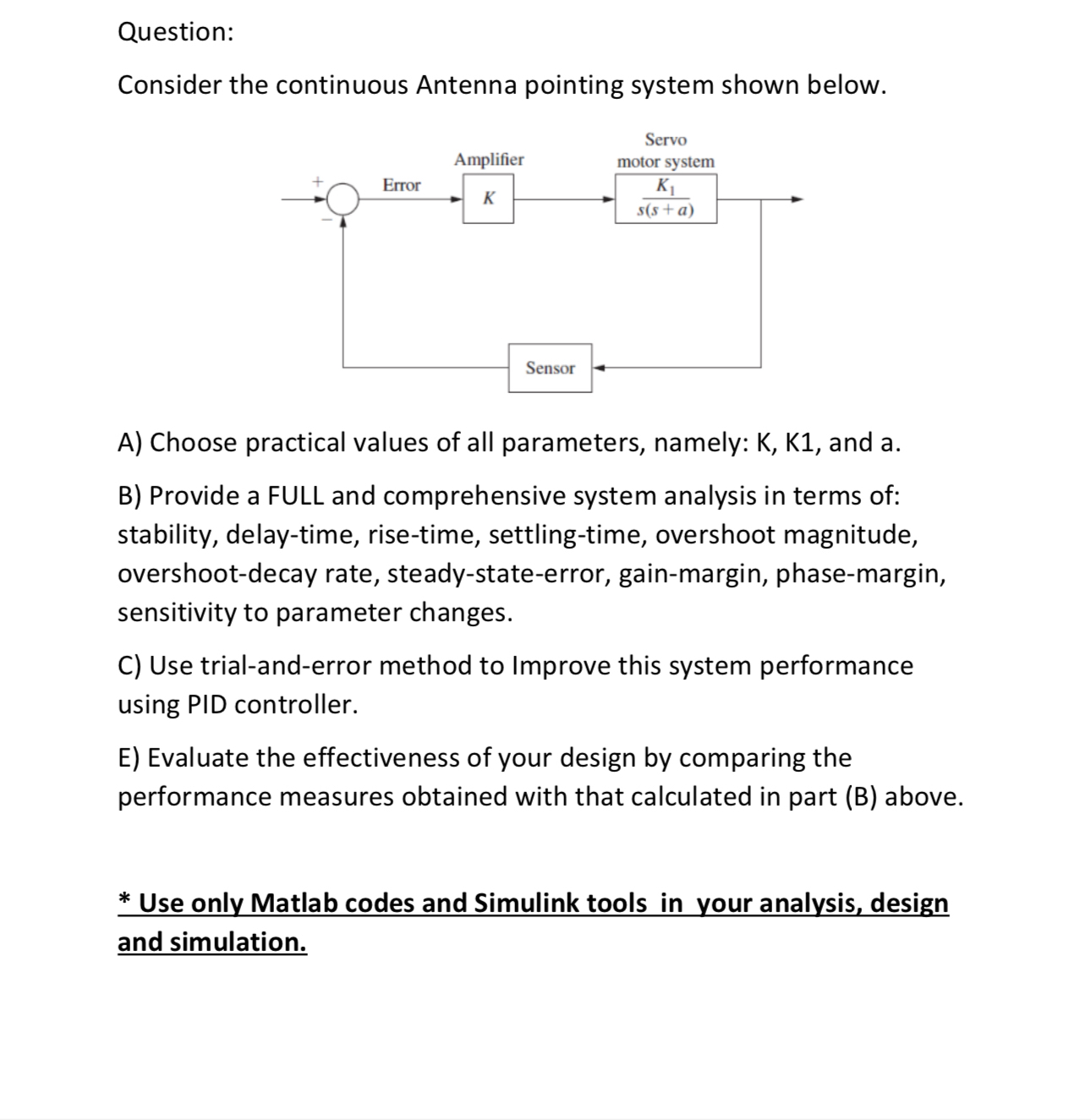 Solved Question:Consider the continuous Antenna pointing | Chegg.com