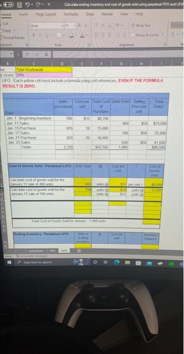 Solved FFO. Each yelow cell mast ncude a formula urang cel | Chegg.com
