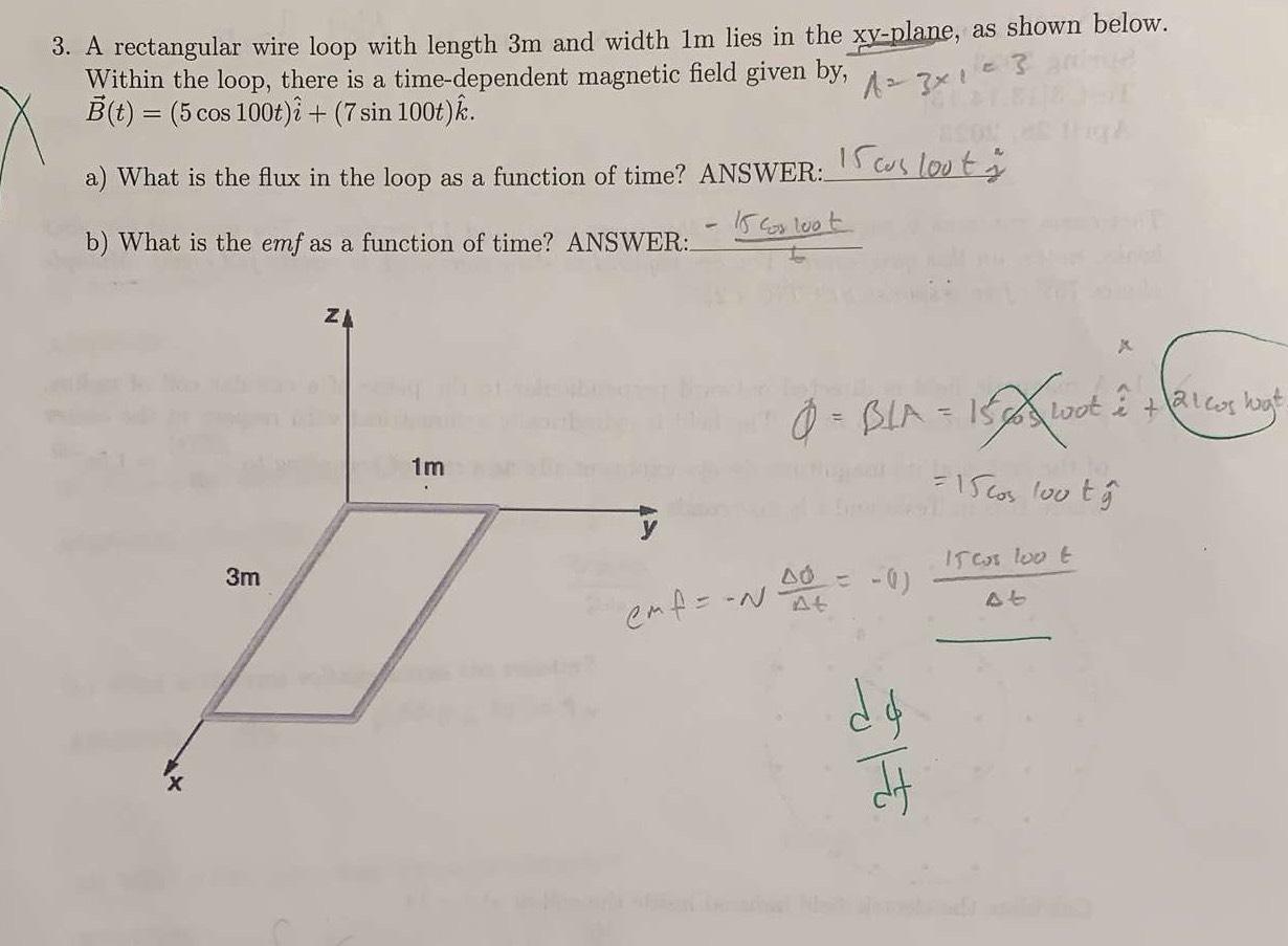 Solved A rectangular wire loop with length 3m ﻿and width 1m | Chegg.com