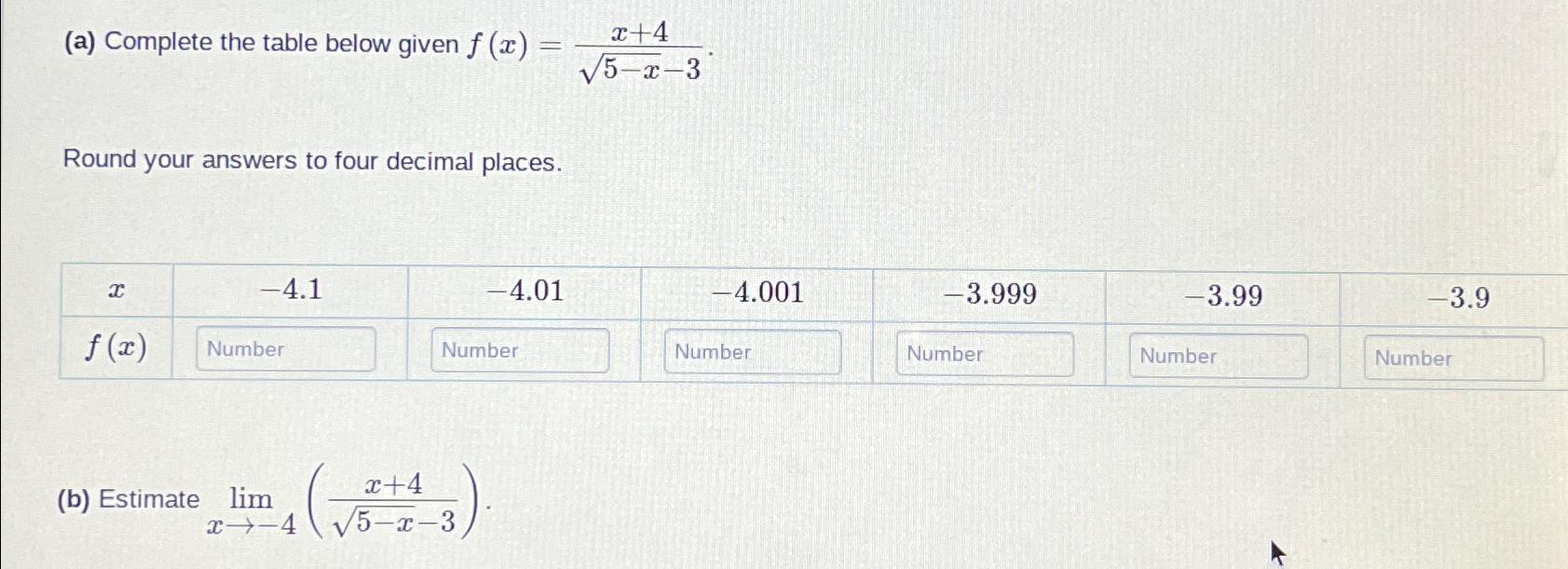 Solved (a) ﻿Complete the table below given | Chegg.com