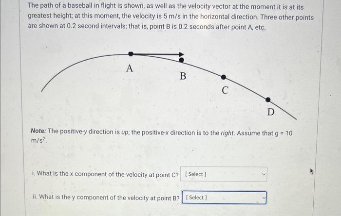 Solved The path of a baseball in flight is shown, as well as | Chegg.com