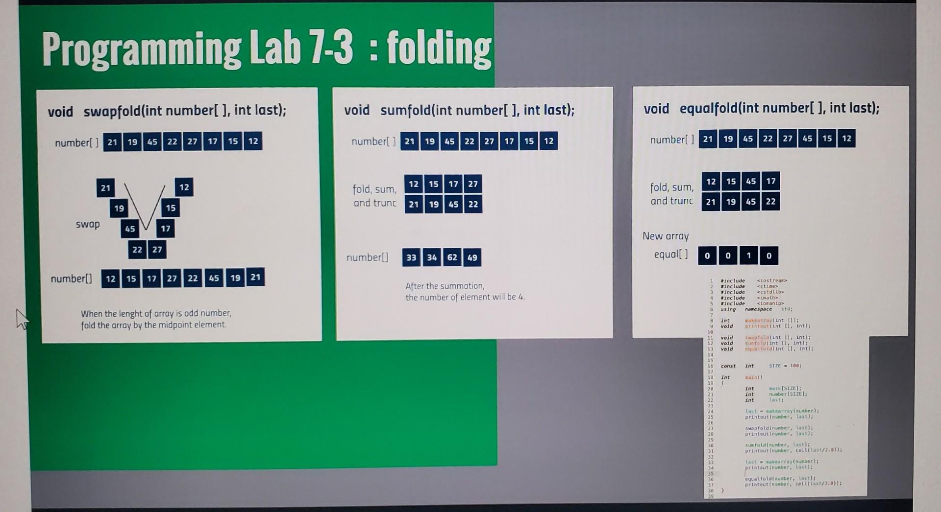 Solved Programming Lab 7-3 : foldingREovic(rasmit e 1) TBst | Chegg.com