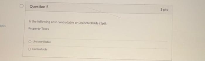 Solved Is the following cost controllable or uncontrollable | Chegg.com