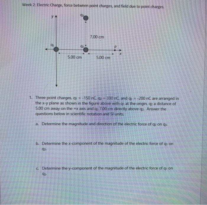 Solved Week 2 Electric Charge, force between point charges, | Chegg.com