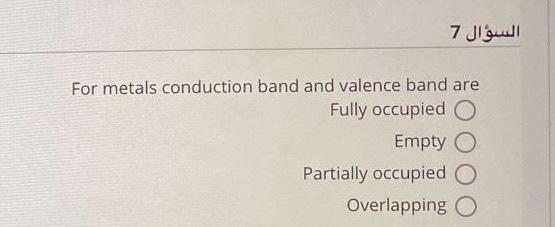 Solved For metals conduction band and valence band are Fully | Chegg.com
