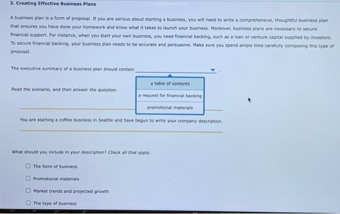Solved 3. Creating Effective Business Plans A business plan | Chegg.com Solved 3. Creating Effective Business Plans A business plan | Chegg.com