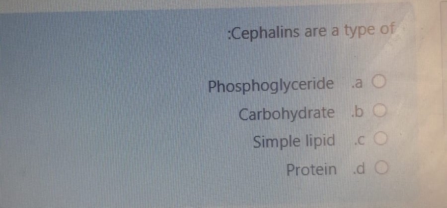 Solved :Cephalins are a type ofPhosphoglyceride .a | Chegg.com