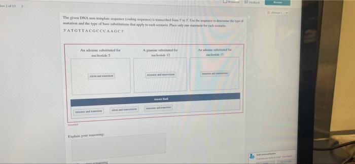 Solved The given DNA non-template sequence (coding sequence) | Chegg.com