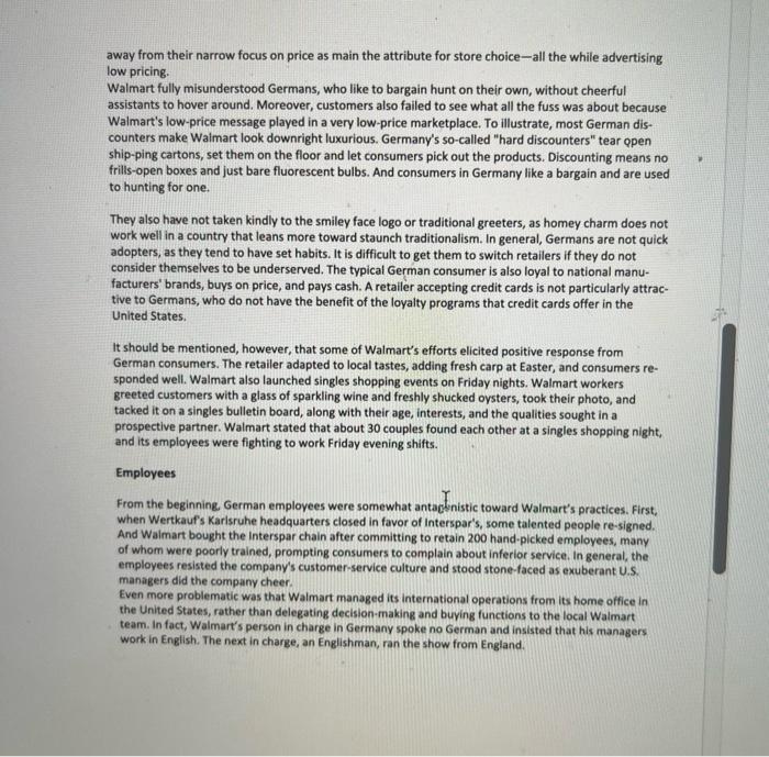 Solved Case 5-1 Walmart: An Anatomy of Failure in the German | Chegg.com