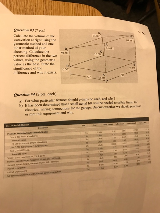 Solved 54 35 6147 Question #3 (7 pts.) Calculate the volume | Chegg.com