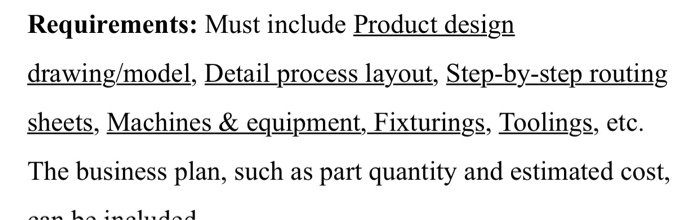 Solved Requirements: Must include Product design | Chegg.com
