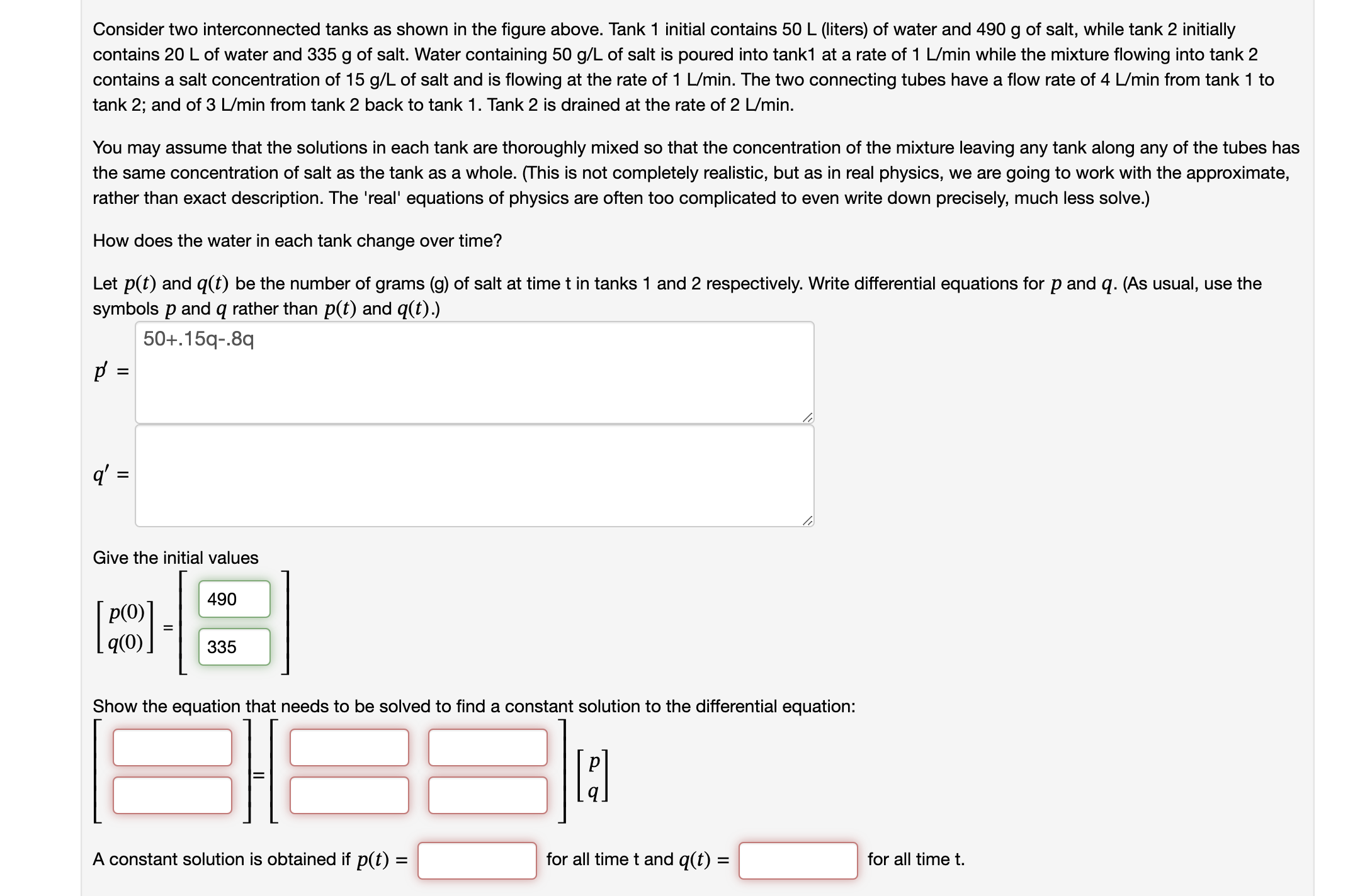 Solved Consider two interconnected tanks as shown in the | Chegg.com