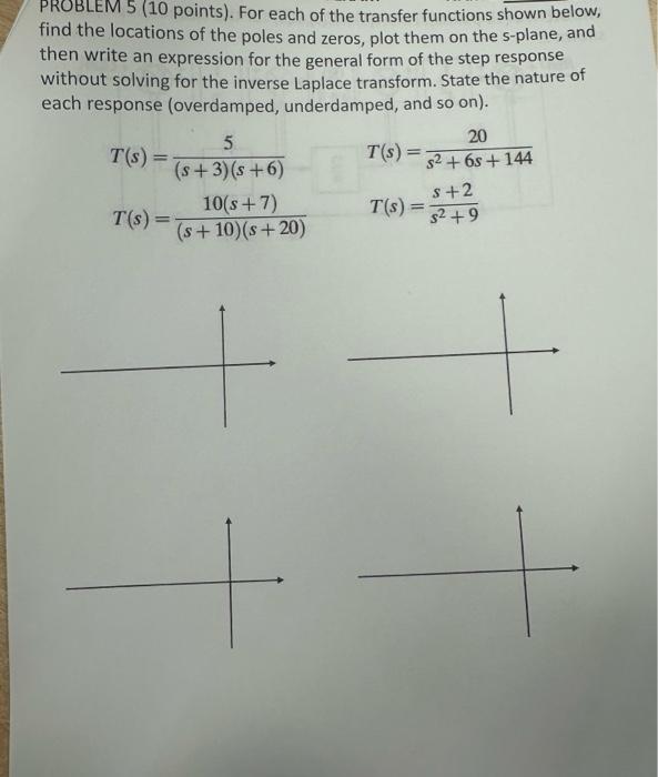 Solved PROBLEM 5 (10 points). For each of the transfer | Chegg.com