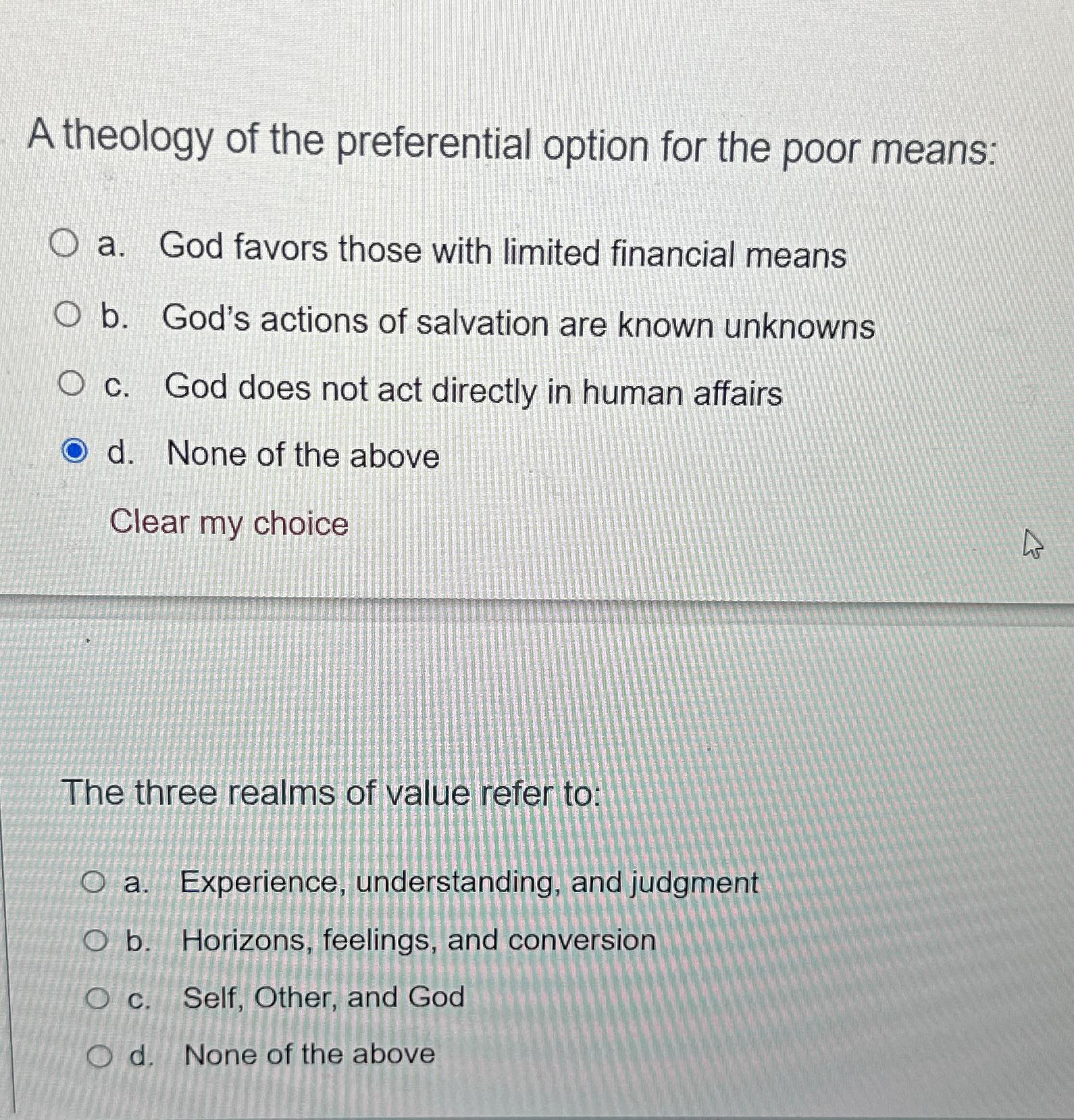 Solved A theology of the preferential option for the poor | Chegg.com