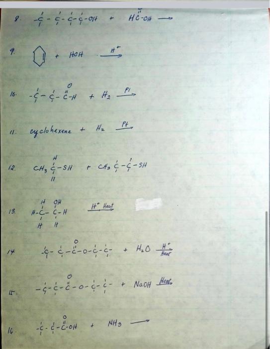 ORGANIC CHEM REACTIONS 1. \( \+\mathrm{HOH} \) 2. | Chegg.com