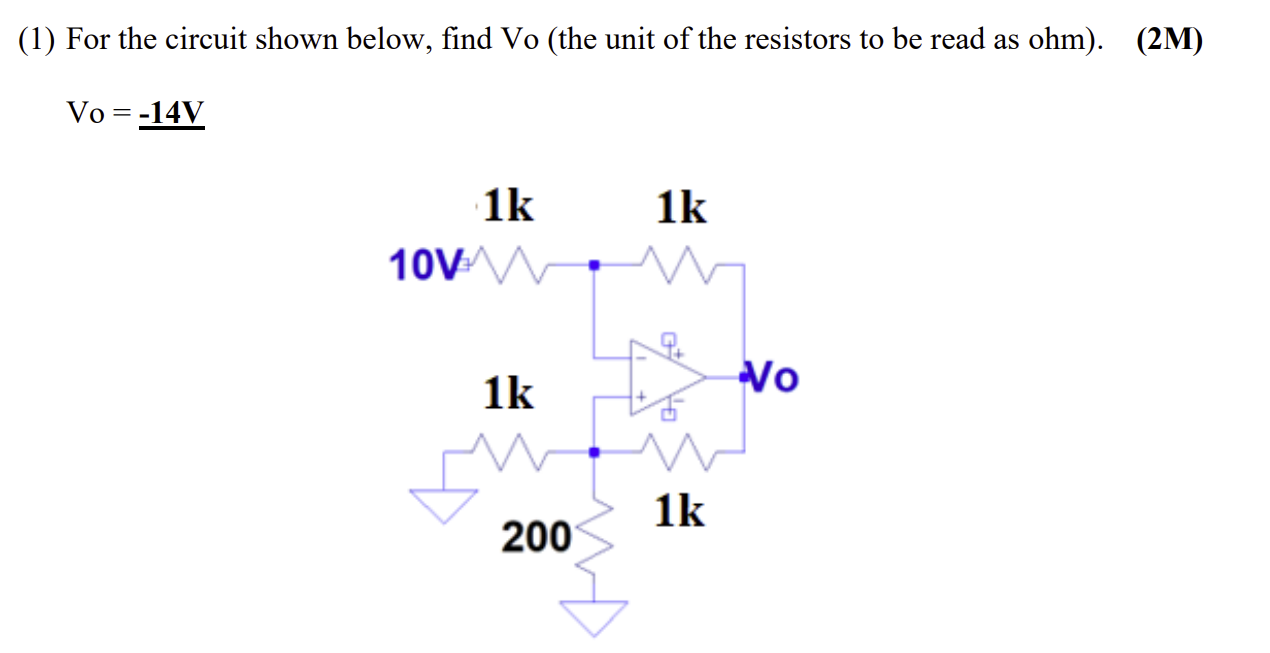 Solved (1) ﻿For the circuit shown below, find Vo (the unit | Chegg.com