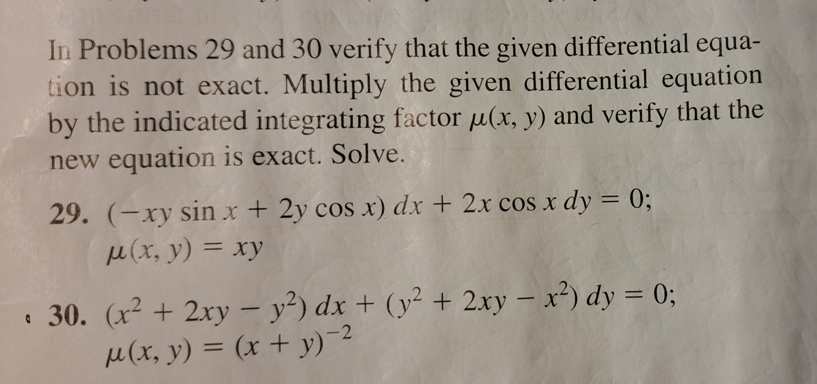 Solved In ﻿Problems 29 ﻿and 30 ﻿verify that the given | Chegg.com
