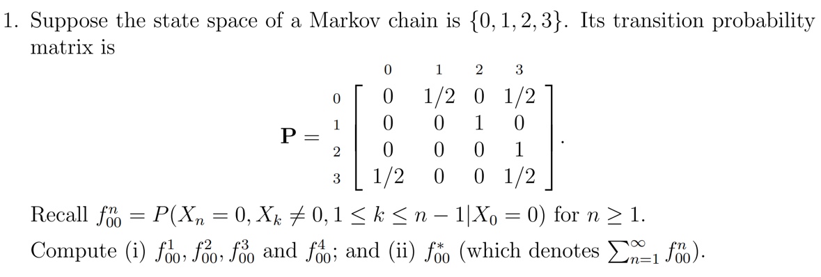Solved Suppose the state space of a Markov chain is | Chegg.com