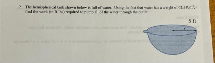 Solved 2. The hemispherical tank shown below is full of | Chegg.com