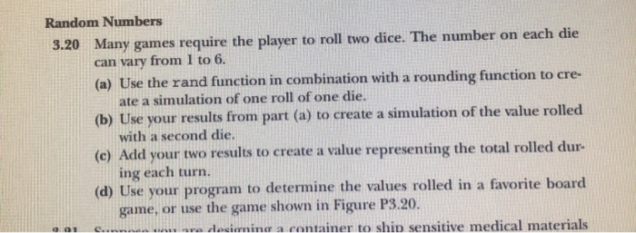 Random Numbers 3.20 Many games require the player to | Chegg.com