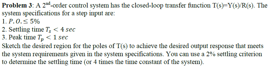 Solved Problem 3: A 2nd -order control system has the | Chegg.com