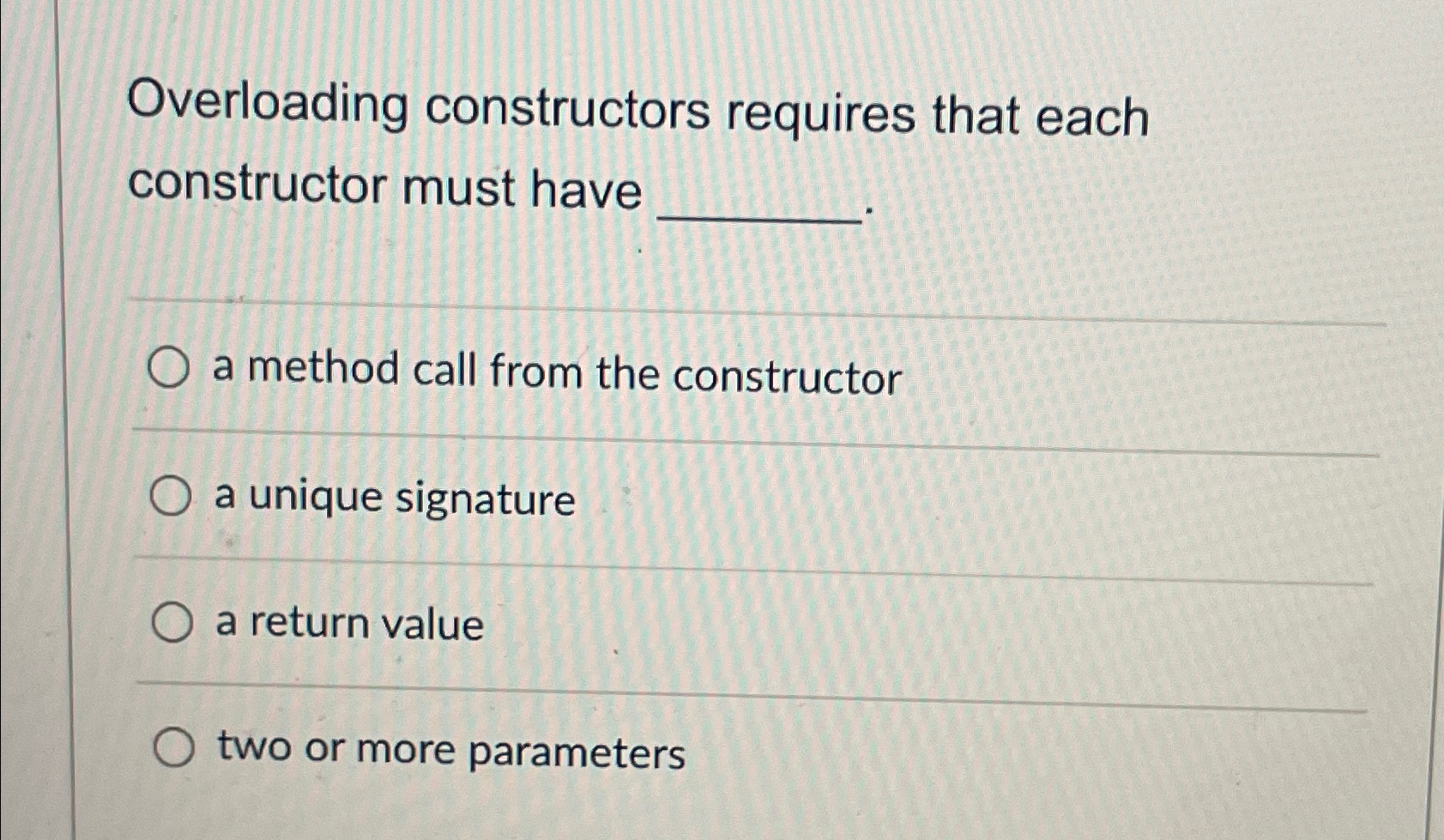 Overloading Constructors Requires That Each